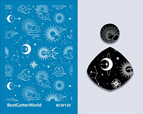 EZILLION 6PCS Silk Screen Stencil for Polymer Clay - Universal,Star,Sun,Moon Style Polymer Clay Silkscreen,Clay Earring Silkscreen Tools,Polymer Clay Kits
