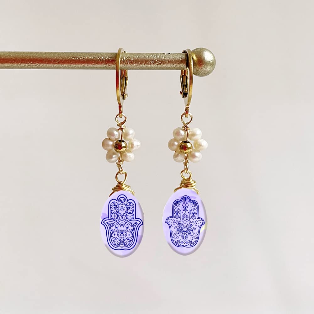 OLYCRAFT 4x5 Inch Hamsa Hand Clay Stencils Hand Silk Stencil Non-Adhesive Silk Screen Stencil Eye Clay Silk Screen Reusable Mesh Transfer for Polymer Clay Jewelry Earring Making