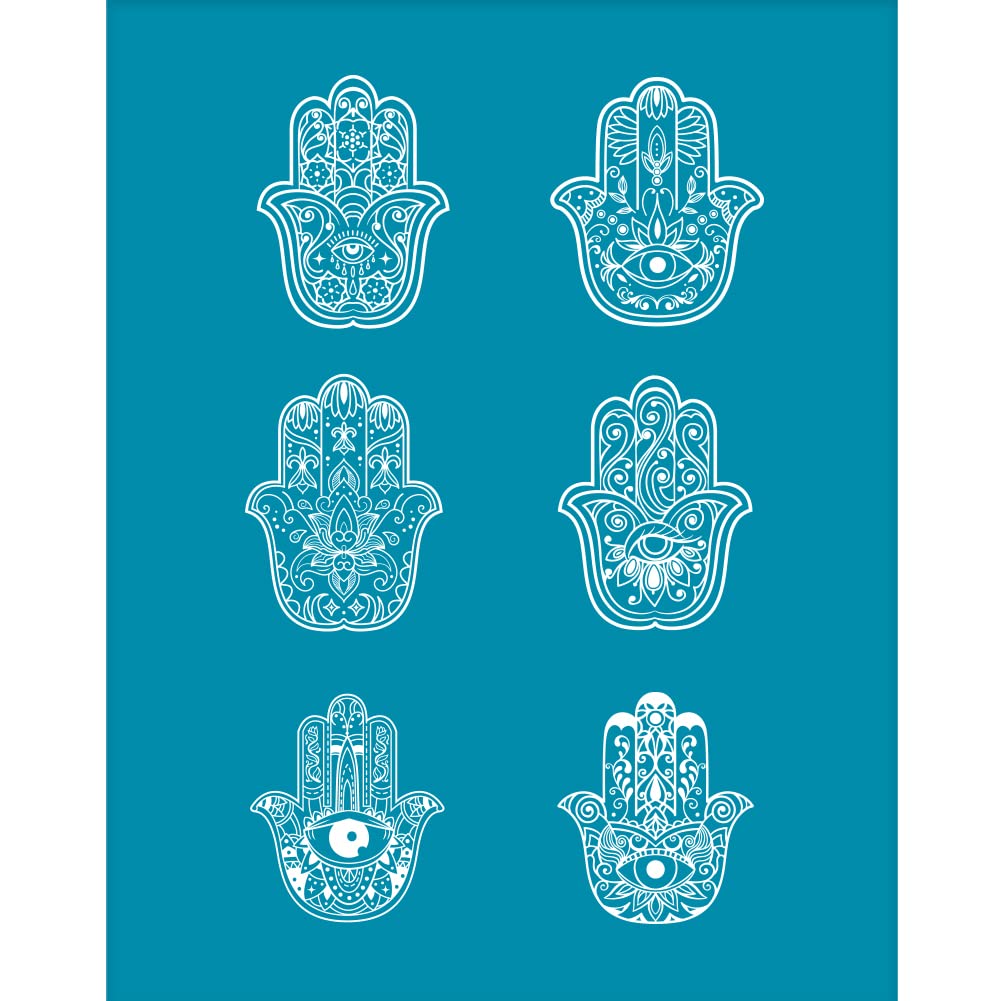 OLYCRAFT 4x5 Inch Hamsa Hand Clay Stencils Hand Silk Stencil Non-Adhesive Silk Screen Stencil Eye Clay Silk Screen Reusable Mesh Transfer for Polymer Clay Jewelry Earring Making