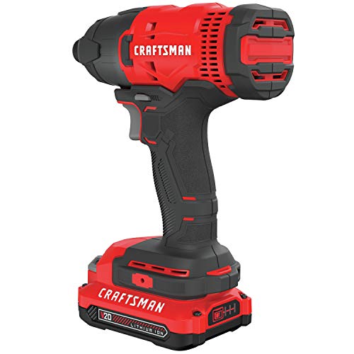 CRAFTSMAN 20V MAX Impact Driver Kit, 1 Battery, 1/4-Inch (CMCF800C1) , Red