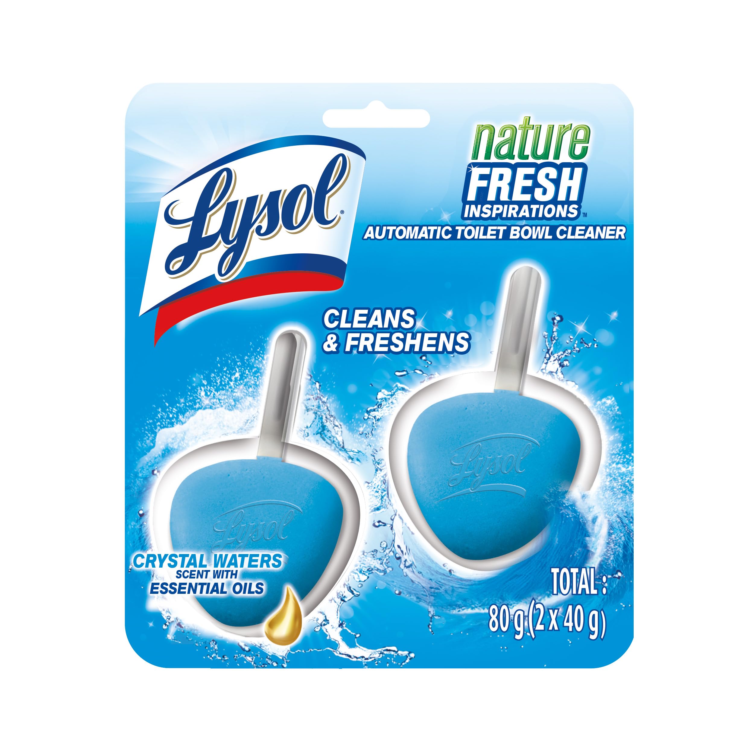 Lysol Automatic In-The-Bowl Toilet Cleaner, Cleans and Freshens Toilet Bowl, Ocean Fresh Scent, 2 Count (Pack of 1)