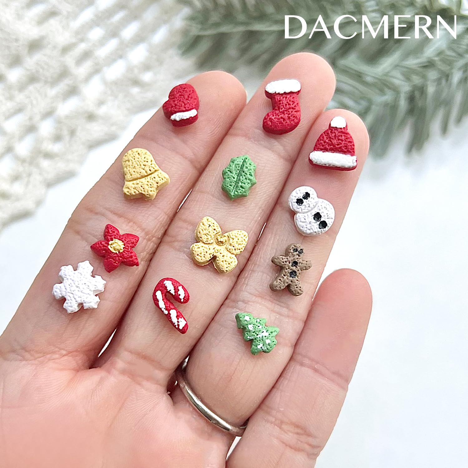 Mini Christmas Clay Cutters - Dacmern 12 Shapes Mini Christmas Polymer Clay Cutters, Small Winter Clay Earring Cutters for Christmas Clay Earrings Making (12Pcs Mini Studs Sets)