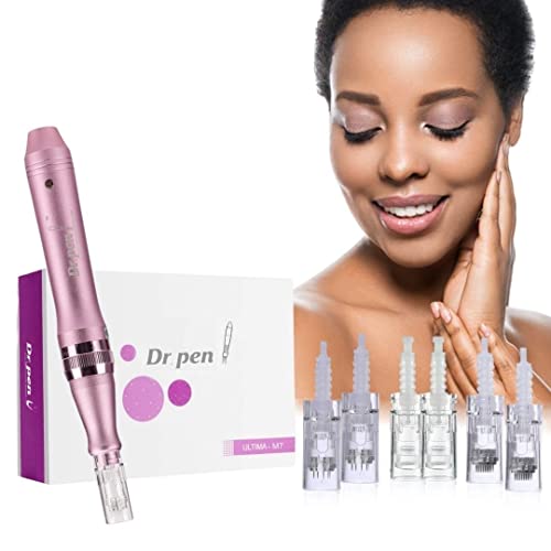 Dr. Pen Ultima M7 Professional Kit - Authentic Multi-function Wireless Derma Beauty Pen - Trusty Skin Care Tool Kit - 12pins (0.25mm) х2 + 36pins (0.25mm) х2 + Round Nano (0.25mm) x2 Cartridges