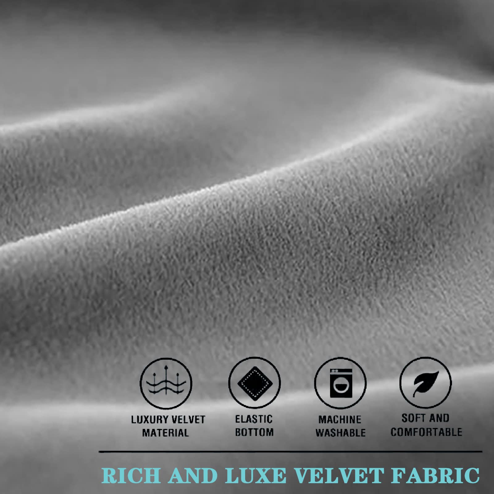 GUYIRT Velvet Couch Cushion Covers Stretch Individual Cushion Covers Non Slip Furniture Protector Washable Sofa Seat Cushion Covers Replacement Sofa Slipcover -Blue-4 Seater