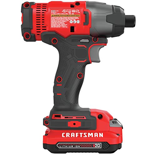 CRAFTSMAN 20V MAX Impact Driver Kit, 1 Battery, 1/4-Inch (CMCF800C1) , Red
