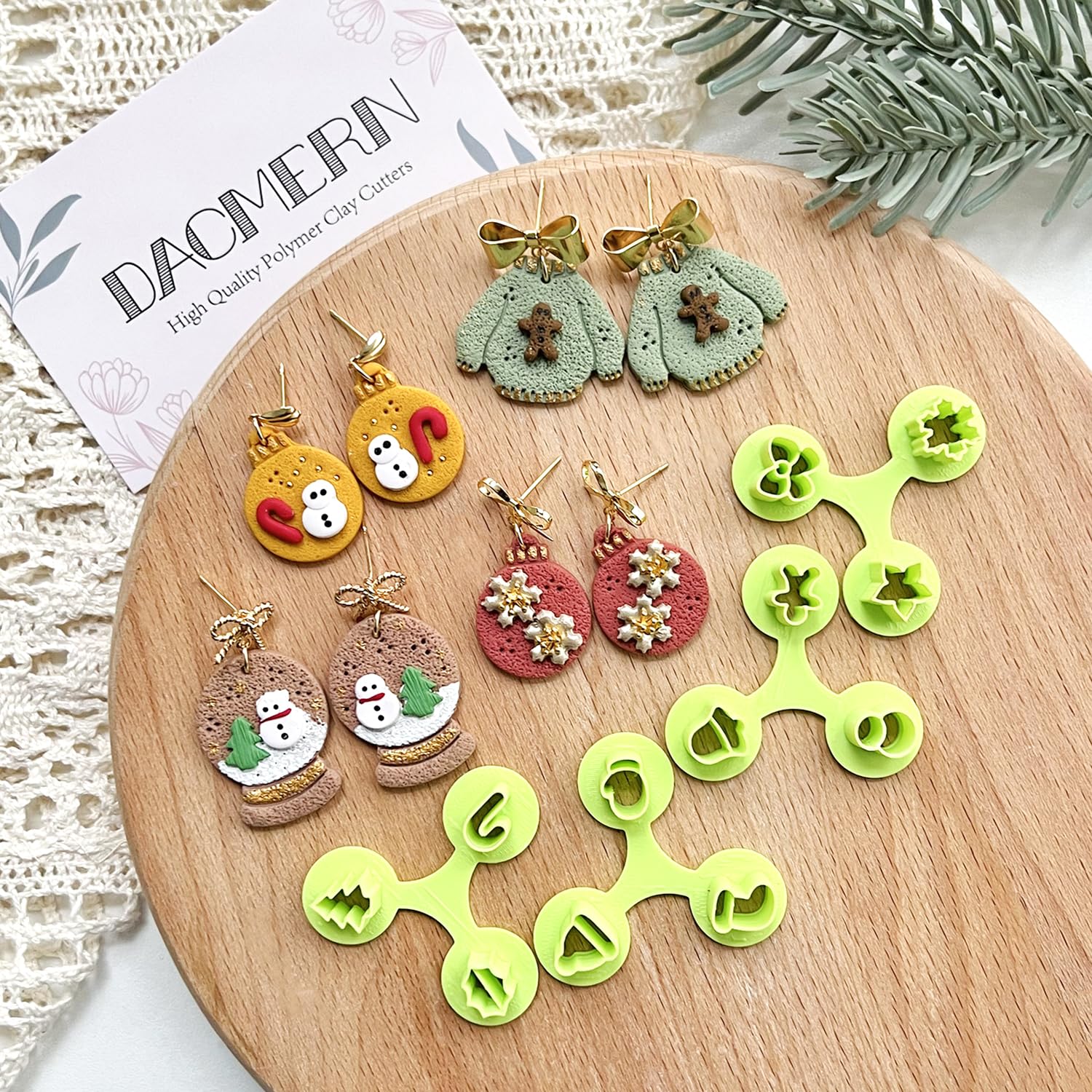 Mini Christmas Clay Cutters - Dacmern 12 Shapes Mini Christmas Polymer Clay Cutters, Small Winter Clay Earring Cutters for Christmas Clay Earrings Making (12Pcs Mini Studs Sets)