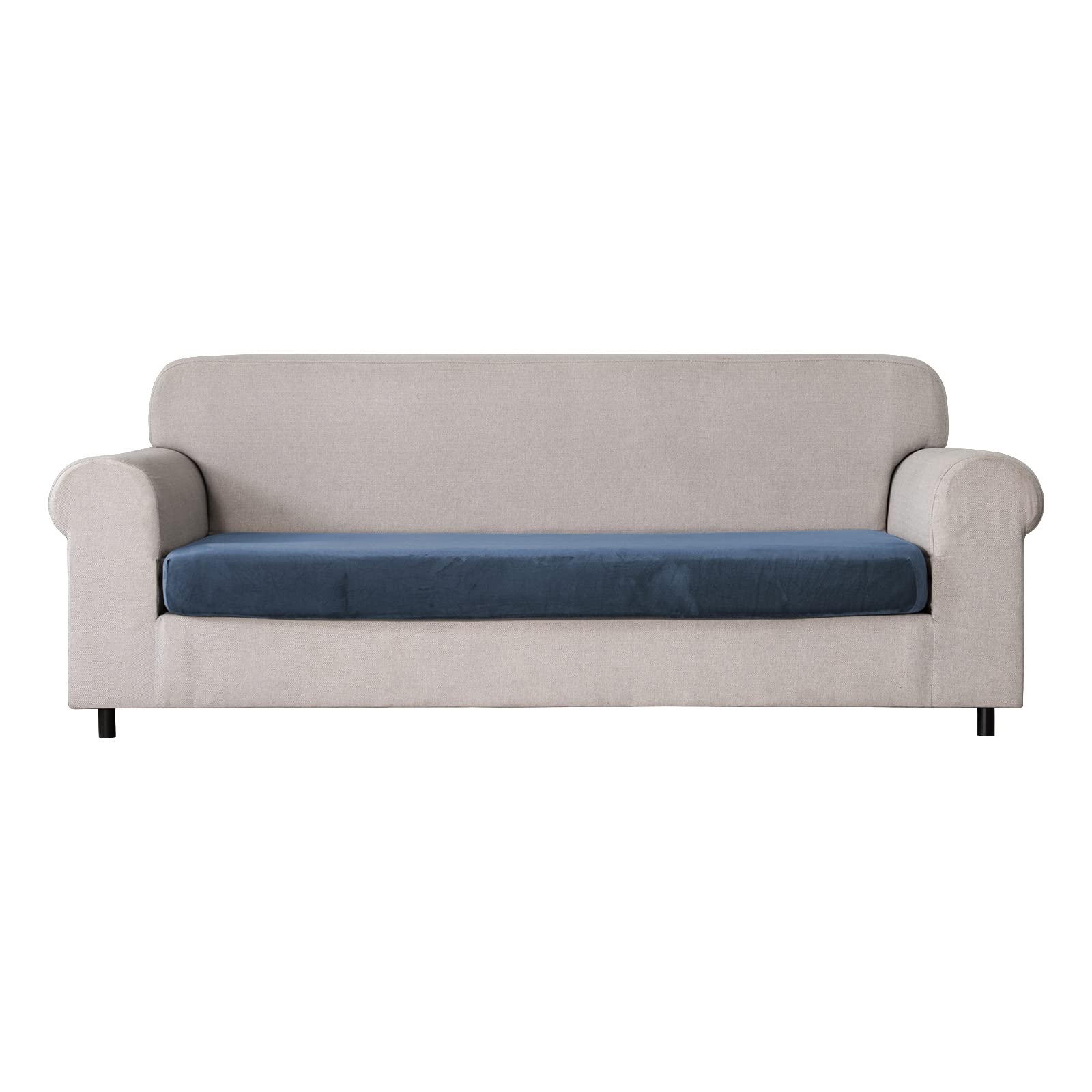 GUYIRT Velvet Couch Cushion Covers Stretch Individual Cushion Covers Non Slip Furniture Protector Washable Sofa Seat Cushion Covers Replacement Sofa Slipcover -Blue-4 Seater