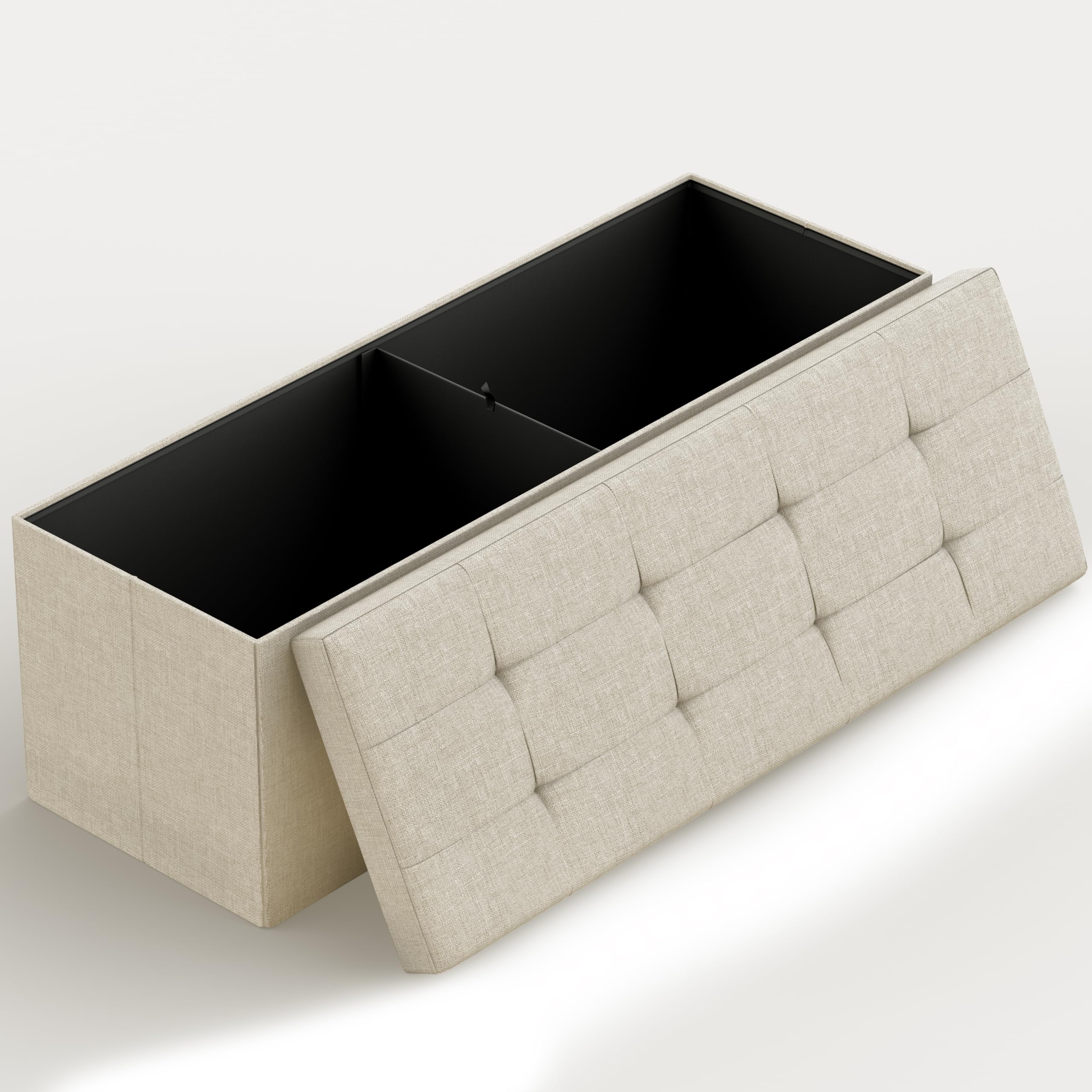 Lifetime Home 43" Folding Storage Ottoman Bench for Living Room, Bedroom, TV Entertainment - Bedroom Bench with Hidden Storage, Foot Rest Stool - 660 Capacity & Holds up to 5.6 Cubic Feet of Storage
