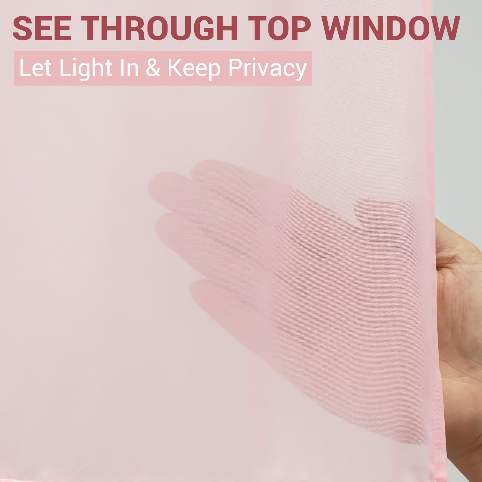 VIUOON No Hook Waffle Weave Shower Curtain with Snap-in Fabric Liner Set, Hotel Style with See Through Top Window, 230GSM Heavy Duty Fabric, Waterproof & Washable for Bathroom, 71W x 74H, Pink