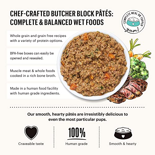 The Honest Kitchen Butcher Block Pâté: Beef, Cheddar & Farm Veggies Wet Dog Food, 10.5 oz (Pack of 6)