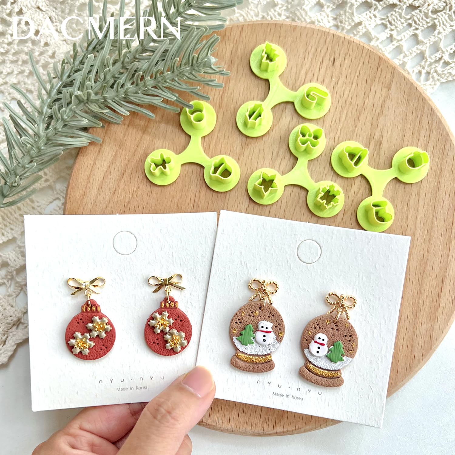 Mini Christmas Clay Cutters - Dacmern 12 Shapes Mini Christmas Polymer Clay Cutters, Small Winter Clay Earring Cutters for Christmas Clay Earrings Making (12Pcs Mini Studs Sets)