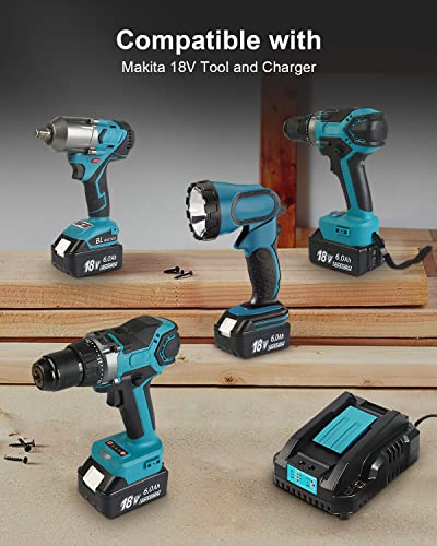Aoasur 6.0Ah Replacement for Makita 18V Battery 2Packs,Compatible with Makita Battery18V