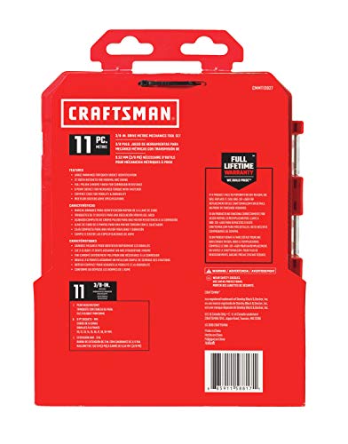 CRAFTSMAN Socket Set with Ratchet, Metric, 3/8-Inch Drive, 11-Piece Set (CMMT12027)
