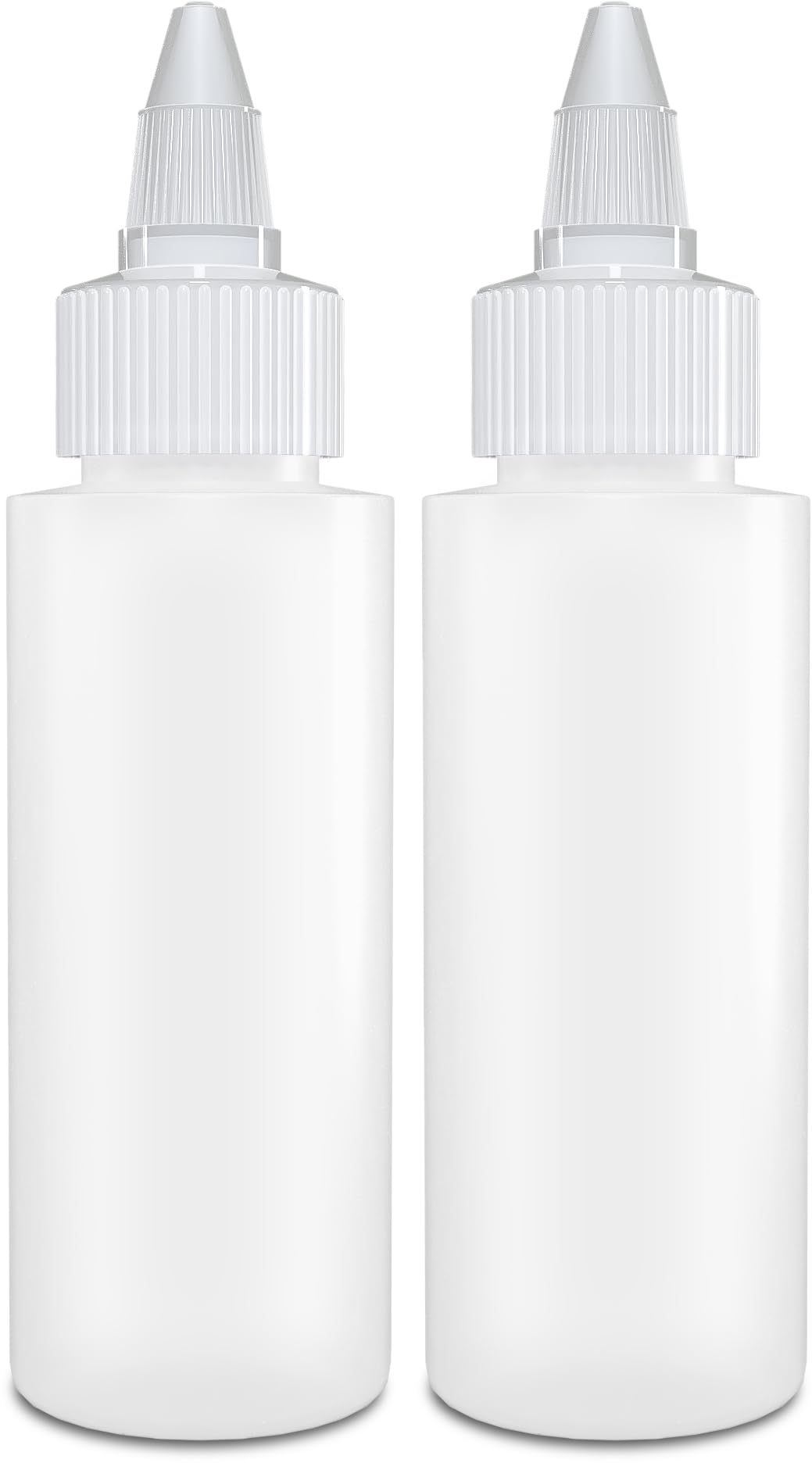 BRIGHTFROM Twist Top Applicator Bottles, Squeeze 2 OZ Empty Plastic Bottles, Refillable, Open/Close Nozzle - Multi Purpose (Pack of 2)