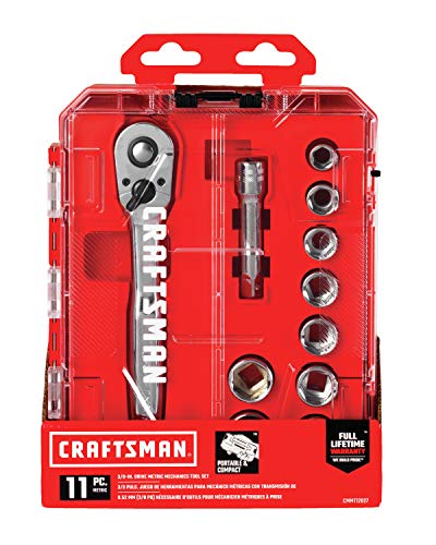 CRAFTSMAN Socket Set with Ratchet, Metric, 3/8-Inch Drive, 11-Piece Set (CMMT12027)
