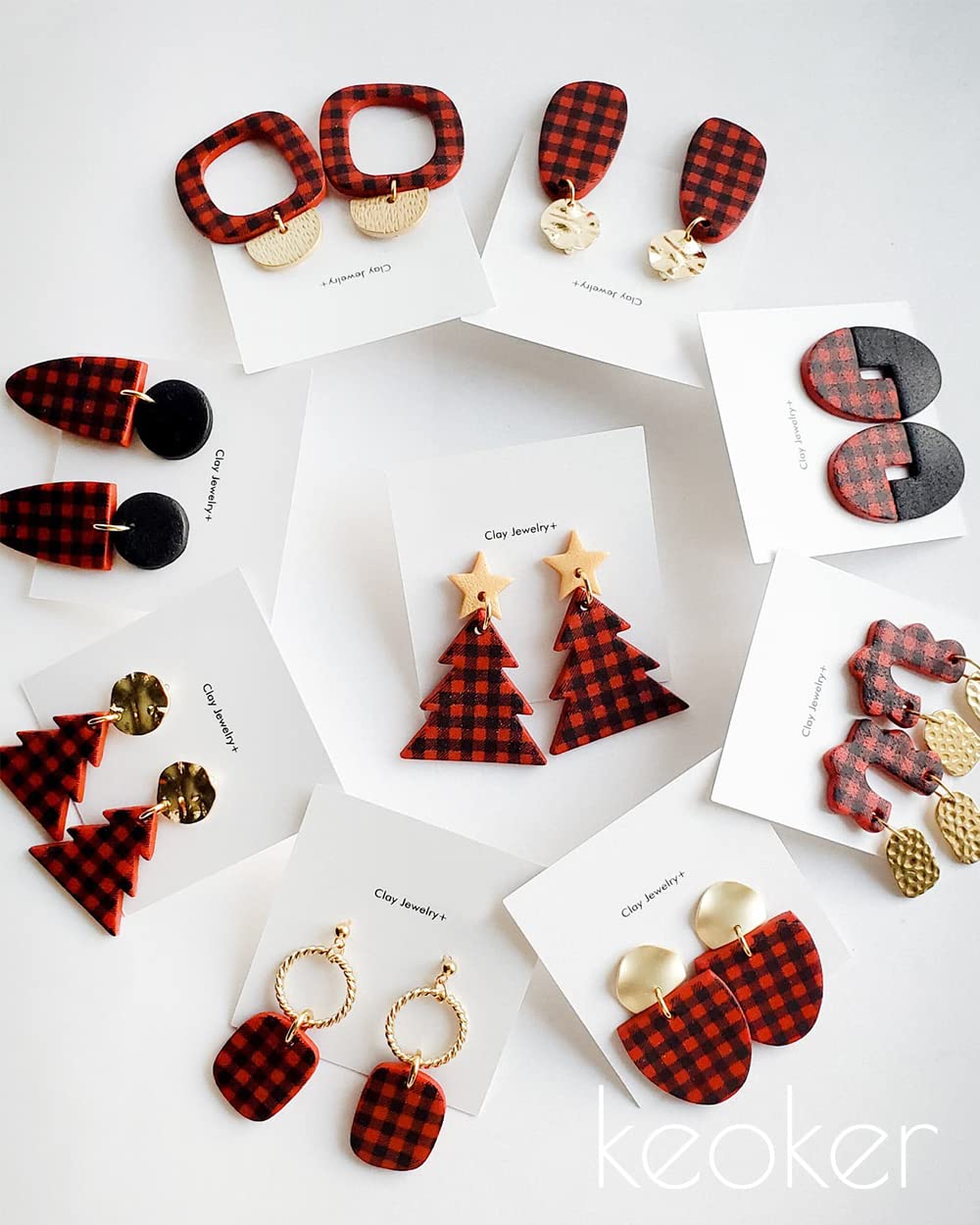 KEOKER Buffalo Plaid Silk Screen for Polymer Clay, Checker Silk Screen Stencils for Polymer Clay, Printing on Clay & Other Jewelry Clay Earrings Decoration, Each 6" X 3.8" (Buffalo Plaid)