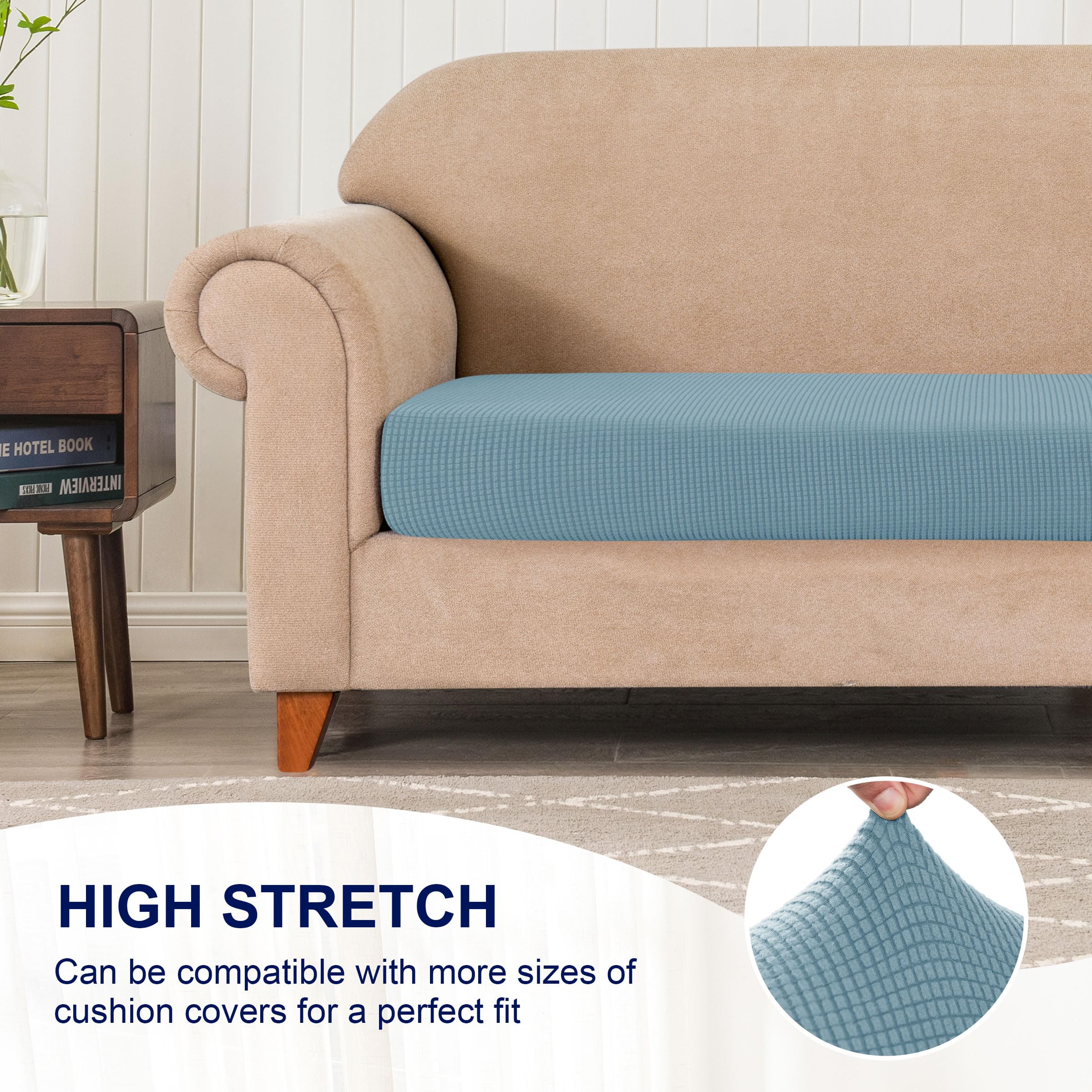 SUBRTEX Couch Slipcover RV Seater Slip Loveseat Stretch Durable Sofa Cushion Cover Spandex Elastic Furniture Protector for Settee Seat for Replacement in Livingroom, Medium, Steel Blue