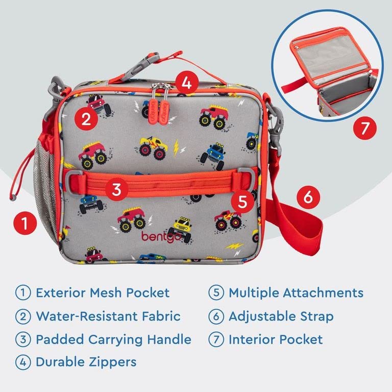 Bentgo® Kids Lunch Bag Set Water Bottle - New & Improved 2023 (Trucks)