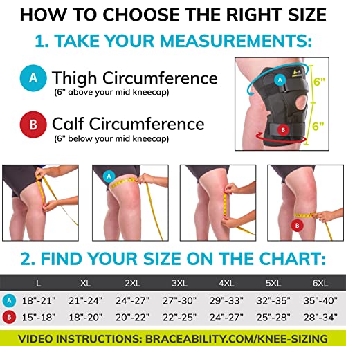 BraceAbility Obesity Hinged Knee Brace - Overweight to Plus Size Wrap Around Support for Womens and Mens Arthritis Treatment, Bariatric Joint Pain Relief, Kneecap Instability, Ligament Weakness (4XL)