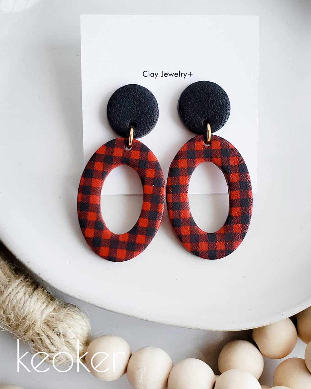 KEOKER Buffalo Plaid Silk Screen for Polymer Clay, Checker Silk Screen Stencils for Polymer Clay, Printing on Clay & Other Jewelry Clay Earrings Decoration, Each 6" X 3.8" (Buffalo Plaid)
