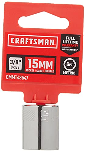 CRAFTSMAN Shallow Socket, Metric, 3/8-Inch Drive, 15mm, 6-Point (CMMT43547)