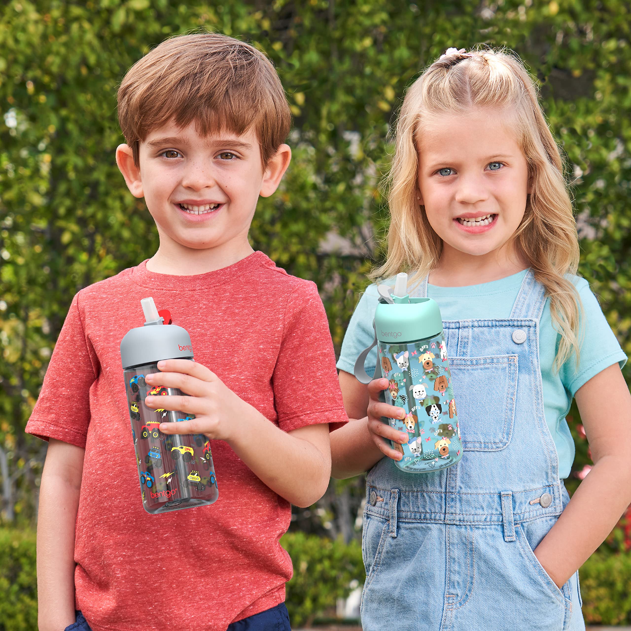 Bentgo® Kids Lunch Bag Set Water Bottle - New & Improved 2023 (Trucks)