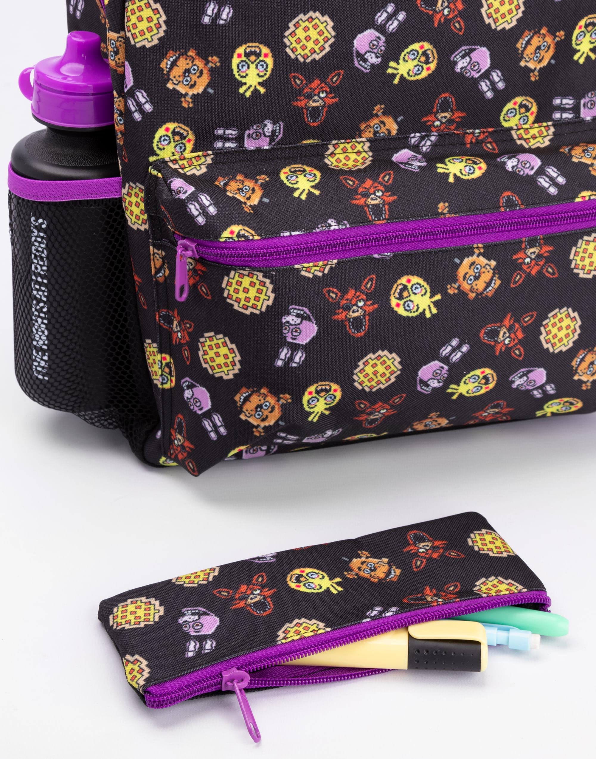 Five Nights at Freddy's Backpack Set Kids 4 Piece Lunch Box Water Bottle Pencil Case
