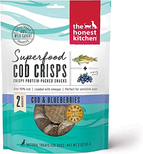 Aurora Pet Bundle Pack (3) The Honest Kitchen Superfood Cod Crisps Cod & Blueberry Dog Treats with AuroraPet Wipes