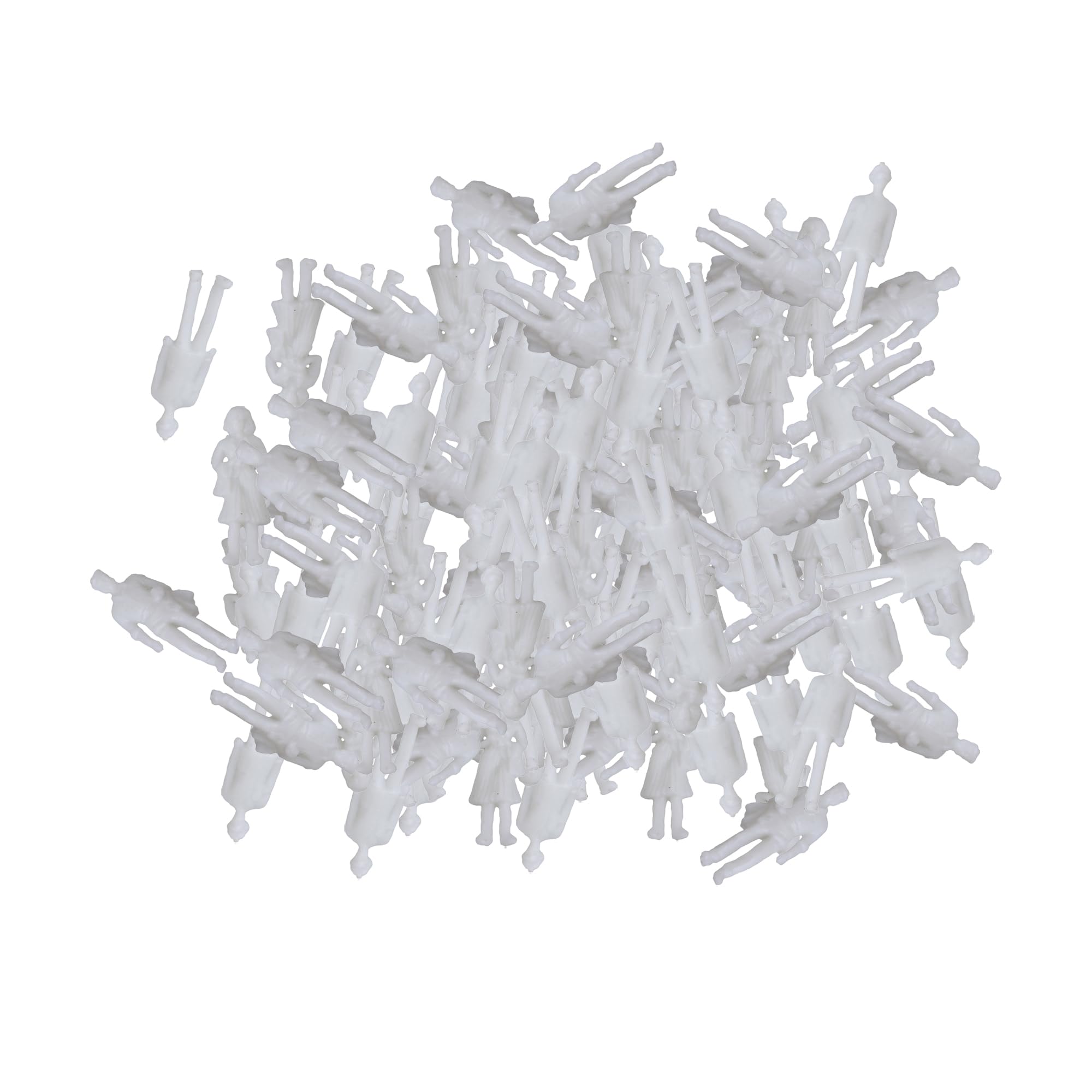 BQLZR White Unpainted Architectural 1:100 Scale Model Figures Standing Little People Figures for Miniature Scenes, White Color Pack of 100