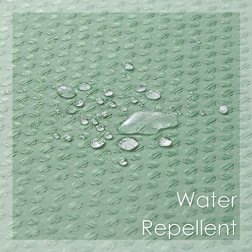 Home Queen Water Resistant Bathroom Window Curtains, Waffle Textured Half Cafe Curtain Tier for Kitchen, 28 W X 45 L Inches, Set of 2, Sage