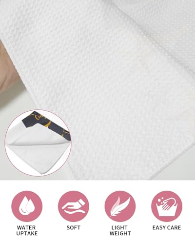 Hokiten Graduation Waffle Kitchen Towels Dishcloths, Yellow White Star Absorbent Dish Towels | Hand Towels for Bathroom/Bar, 12 x 12 Inch, 2 Pcs