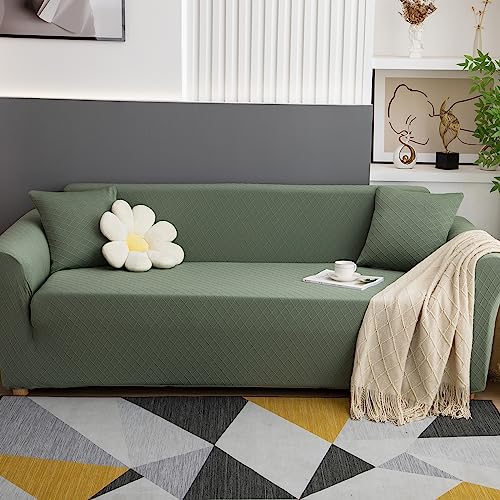 GUYIRT Solid Color Sofa Cover for 3 Cushion Couch, Easy Fit Sofa Cover, Stretch Universal Couch Cover for Sofa with Armrest-Blue-4 Seater(235-300cm)