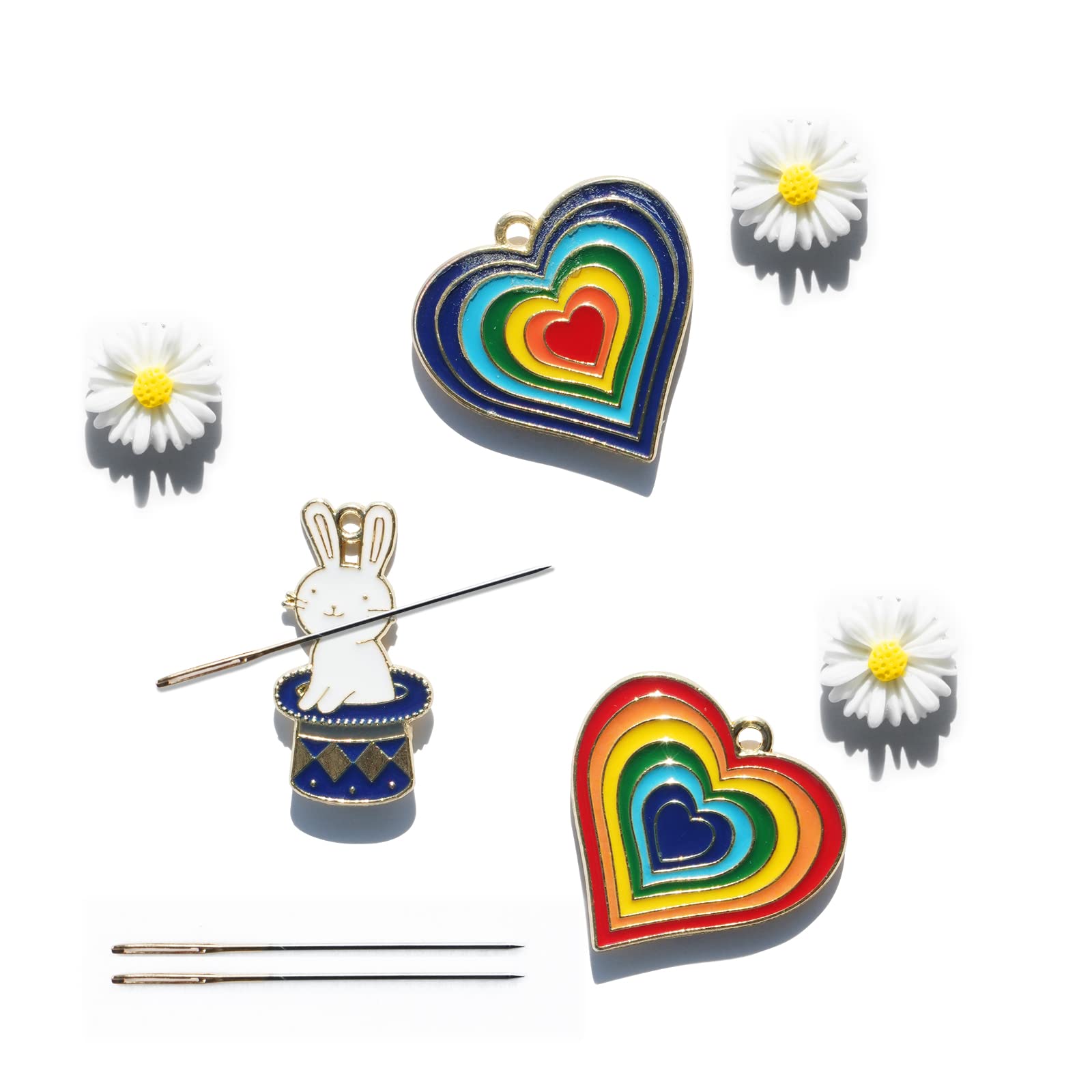 3pcs Needle Minder for Sewing,Magnetic Needle Keeper for Cross Stitch,Cute Love Cartoon Enamel Pin,Needle Holder for Embroidery,Needlework Storage Accessory, Gift for Cross Stitch Lover(6-Needle)