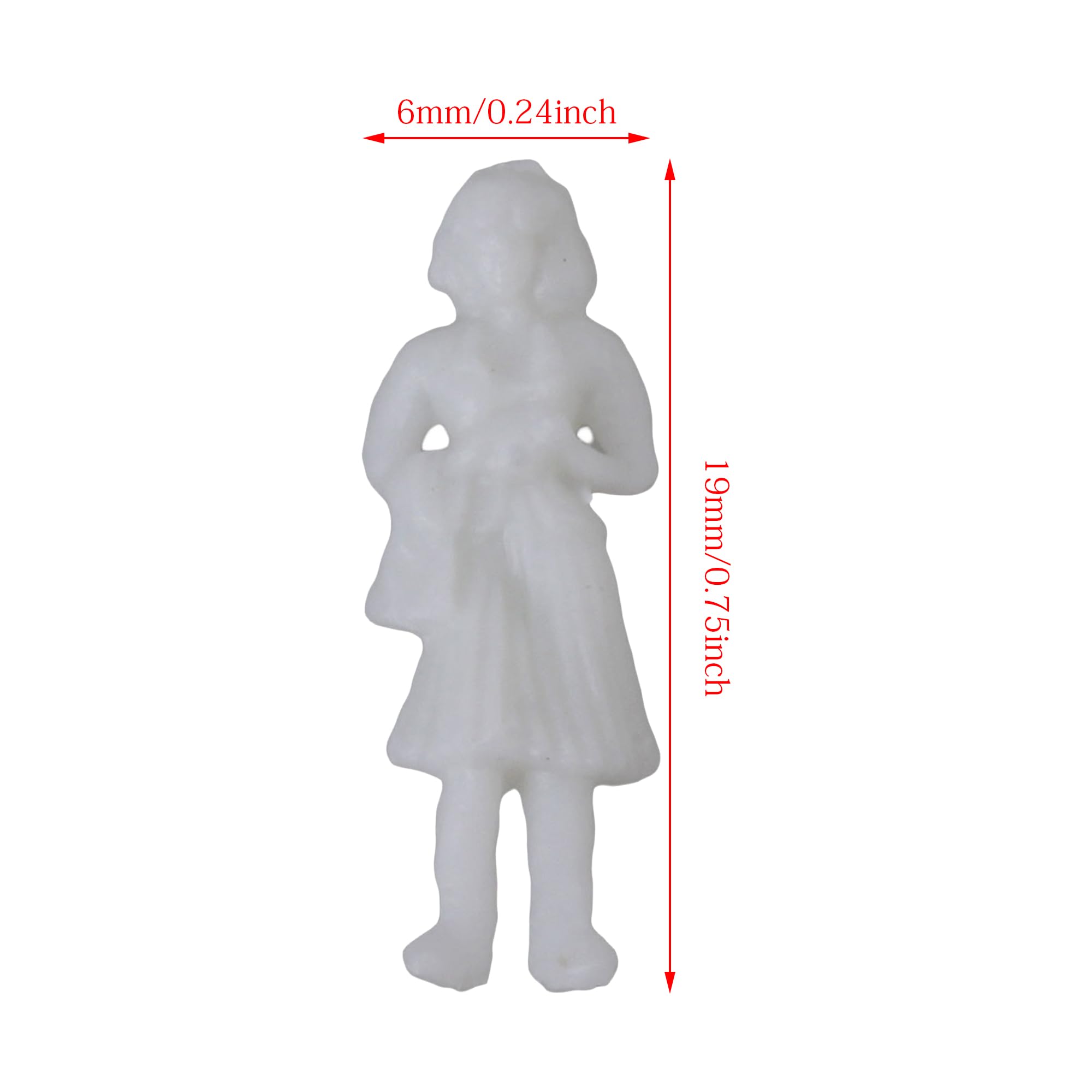 BQLZR White Unpainted Architectural 1:100 Scale Model Figures Standing Little People Figures for Miniature Scenes, White Color Pack of 100