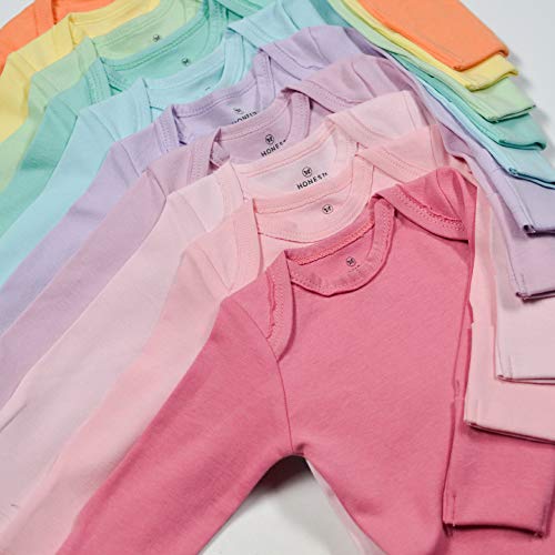 HonestBaby 10-Pack Organic Cotton Long Sleeve Bodysuits, Rainbow Girl, Newborn