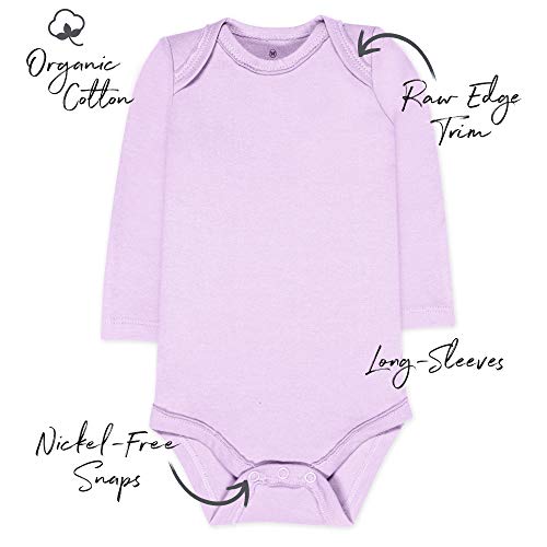 HonestBaby 10-Pack Organic Cotton Long Sleeve Bodysuits, Rainbow Girl, Newborn