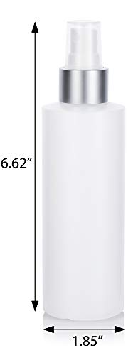 JUVITUS 6 oz Clear Natural Refillable Plastic Squeeze Bottle with Silver Fine Mist Sprayer (6 pack)