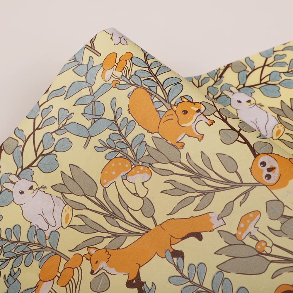 Nature Leaf Forest & Animals Floral Pattern Tissue Gift Wrap Paper 60 Sheets Premium Quality Recyclable Bulk, 26β x 20β, for DIY Art Craft Decoration
