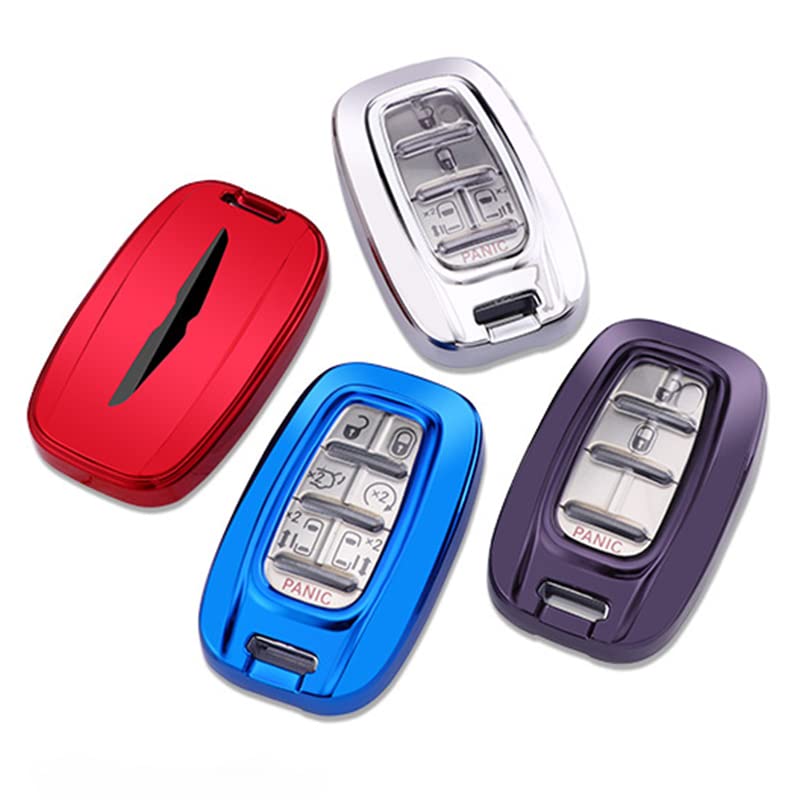 K LAKEY Chrysler Key Fob Cover,Compatible with 2017-2021 Chrysler Pacifica Voyager Key Fob Silicone TPU Protective Case Holder Shell wih Keychain Red