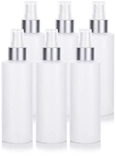 JUVITUS 6 oz Clear Natural Refillable Plastic Squeeze Bottle with Silver Fine Mist Sprayer (6 pack)