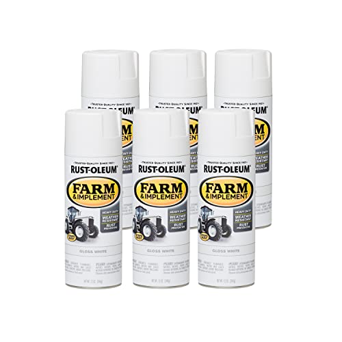 Rust-Oleum 280132-6PK Specialty Farm & Implement Spray Paint, 12 Oz, Gloss White, 6 Pack