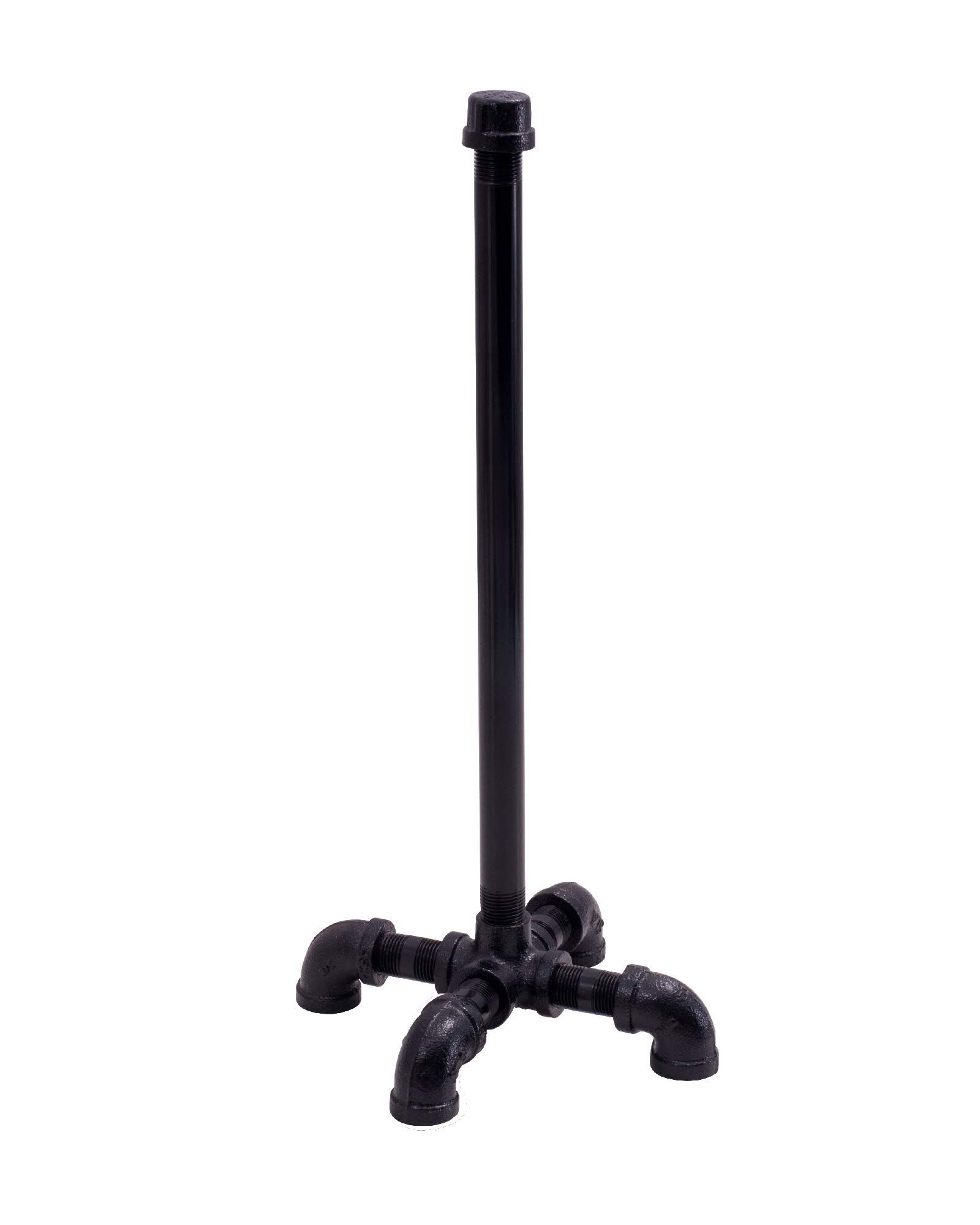 Pipe DÉCOR Black Electroplated Industrial Paper Towel Holder, Rustic Kitchen Farmhouse Decoration, Durable Metal Base and Stand Set