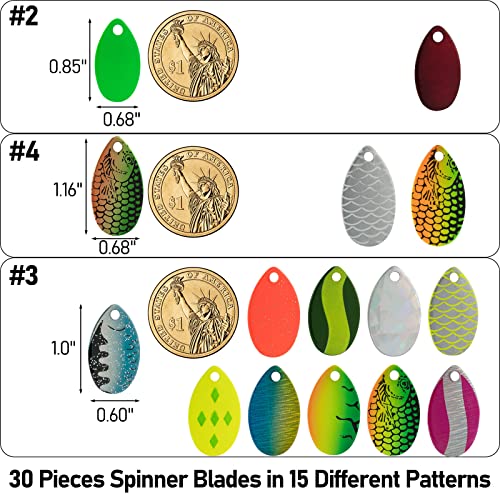 Dr.Fish Fishing Indiana Spinner Blades Kit Lure Making Supplies for Spinner Spinnerbaits Walleye Rig Crawler Harness Lures for Trout Salmon Bass Fishing