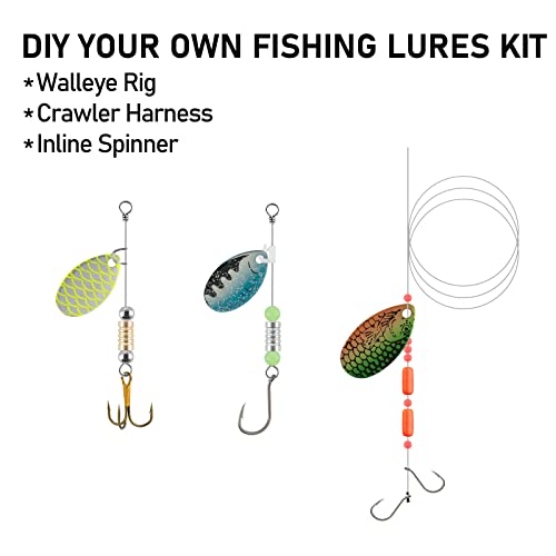 Dr.Fish Fishing Indiana Spinner Blades Kit Lure Making Supplies for Spinner Spinnerbaits Walleye Rig Crawler Harness Lures for Trout Salmon Bass Fishing
