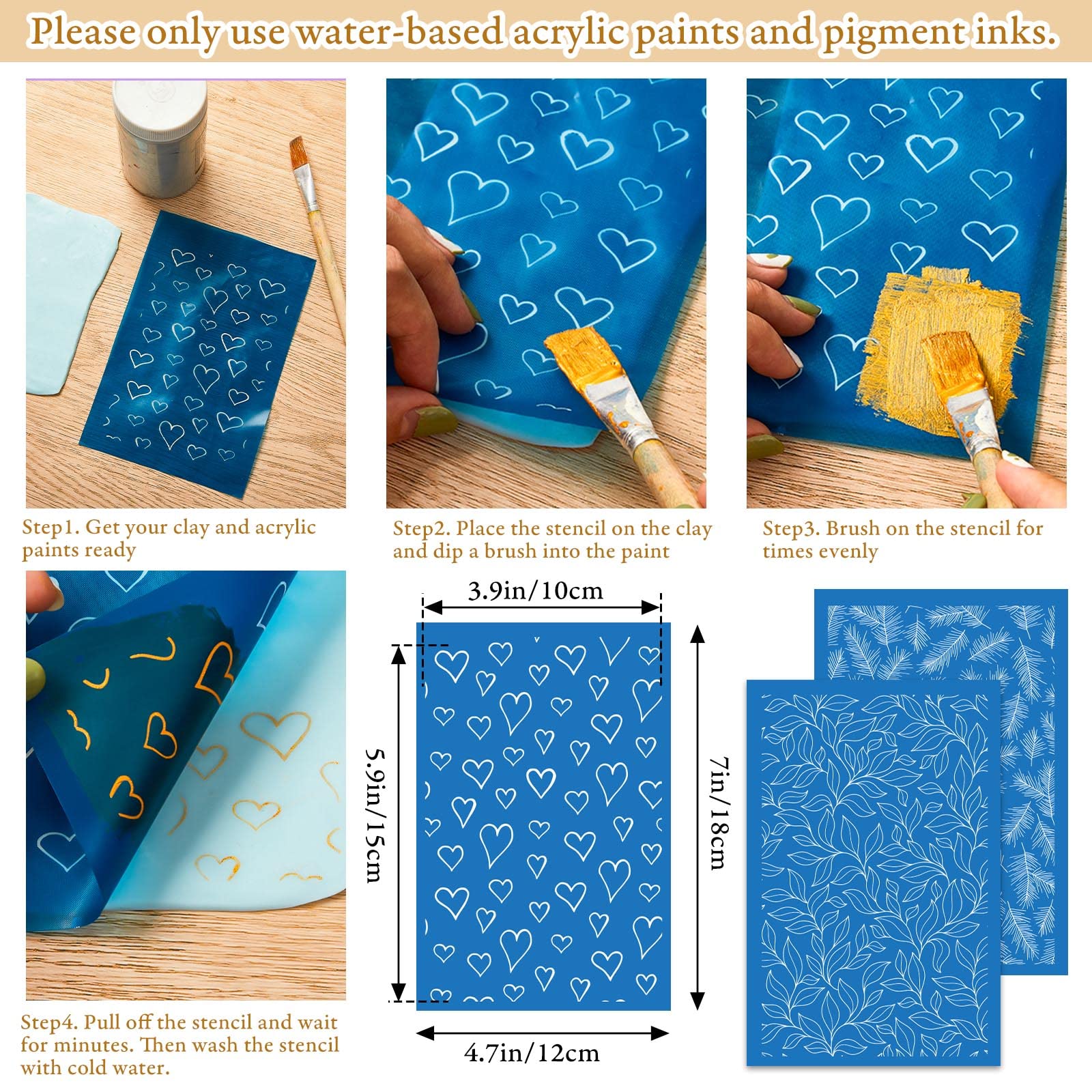 6 Pcs Clay Earring Making Kit, 3 Clay Texture Rollers, 3 Silk Screen Stencils for Polymer Clay, Polymer Clay Tools, 5.1 Clay Twig Rollers, 4 x 6 Inch Reusable Stencil for Clay Earrings Jewelry Making