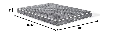 Modway Mila 6” Queen Mattress - Firm 6 Inch Queen Mattress - 10-Year Warranty, White