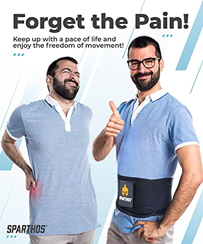 Sparthos Back Brace Immediate Relief from Back Pain, Herniated Disc, Sciatica, Scoliosis and more! - Breathable Mesh Design with Lumbar Pad- Adjustable Support Straps- Lower Back Belt- Size Large