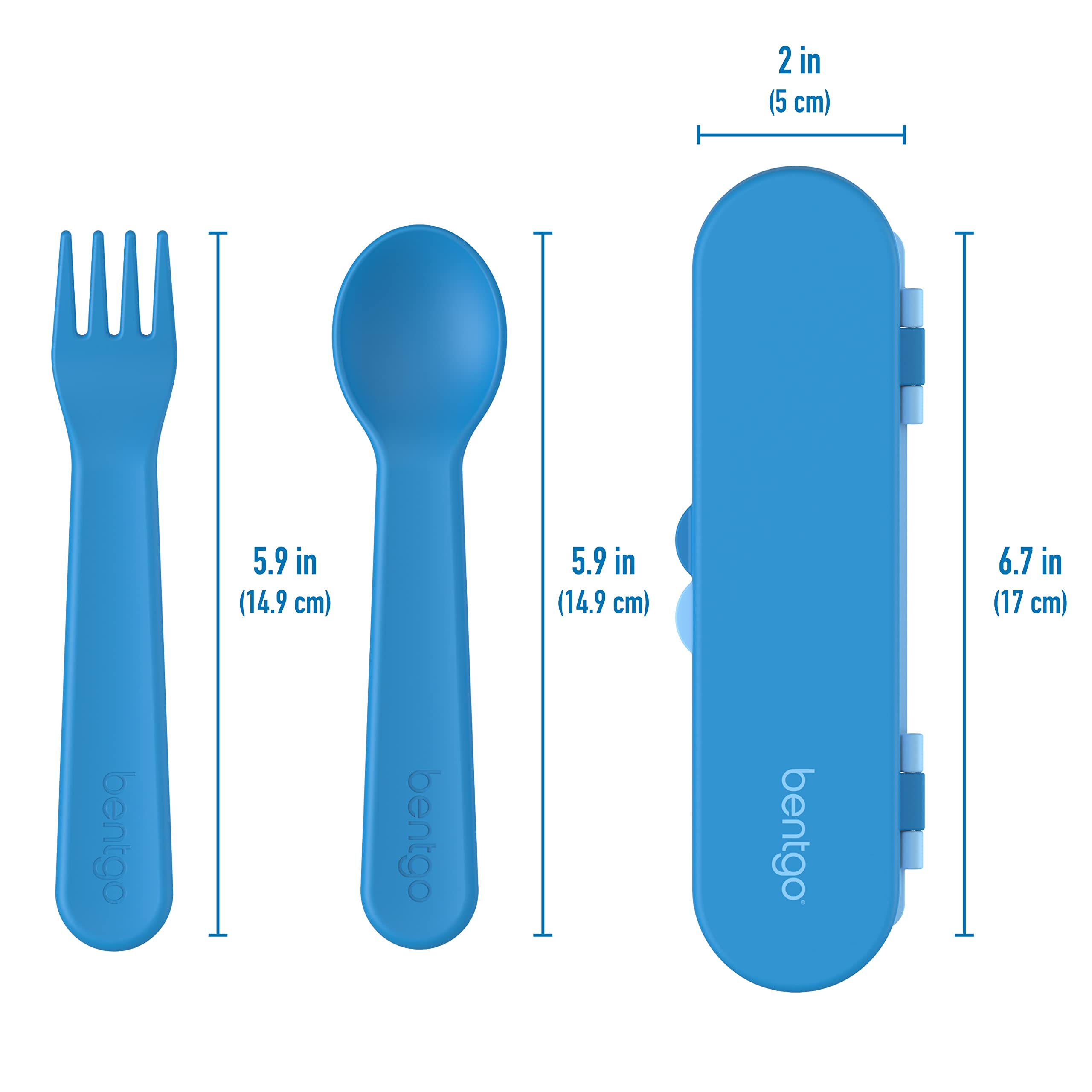 Bentgo® Kids Chill Lunch Box (Green/Navy) With Kids Reusable Plastic Utensils (Blue)