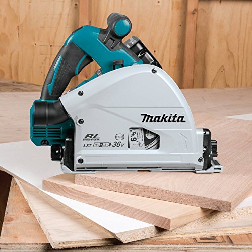 Makita XPS01PTJ 18-Volt X2 LXT Lithium-Ion (36V) Brushless Cordless 6-1/2 inch Plunge Circular Saw Kit (5.0Ah) with 199140-0 39 inch Guide Rail(Sold separately)