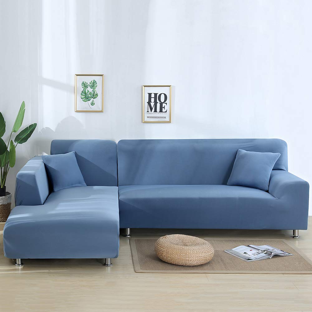 MIFXIN Stretch Sofa Cover Couch Slipcover 1 Piece Spandex Stretchy Couch Cover Furniture Protector for Sofa Couch Living Room Decor (Grey Blue, Sofa/3-seater)